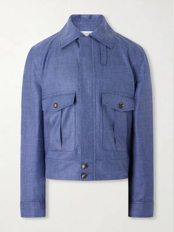 Gabriela Hearst Filipo Wool, Silk And Linen-blend Jacket - Blue