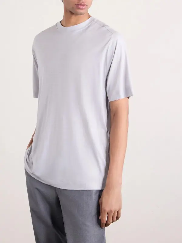 Sease Runner Logo-print Merino Wool T-shirt - Gray