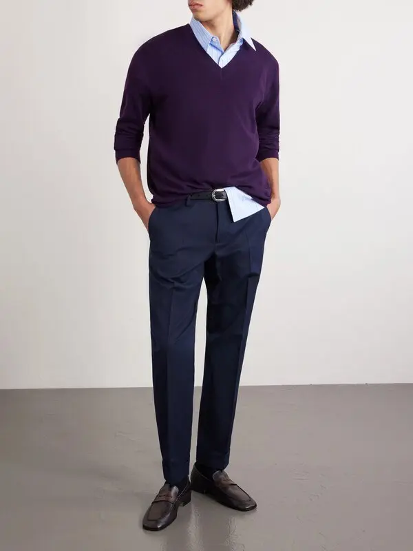 Dries Van Noten Straight-leg Cotton And Wool-blend Trousers
