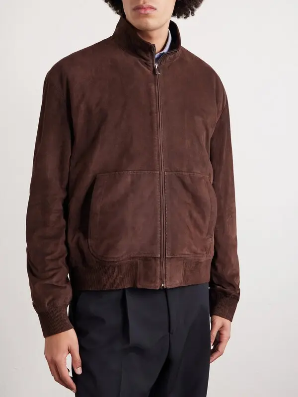 Ralph Lauren Purple Label Suede Bomber Jacket