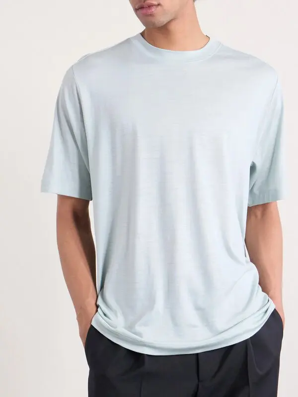 Sease Runner Logo-print Merino Wool T-shirt - Blue