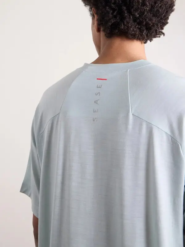 Sease Runner Logo-print Merino Wool T-shirt - Blue