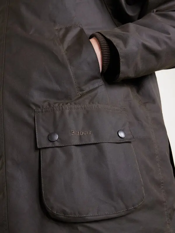 Barbour Waxed Cotton Jacket With Corduroy Collar - Green