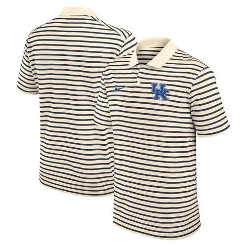 Nike Kentucky Wildcats Primary Logo Striped Dri-fit Polo - Cream