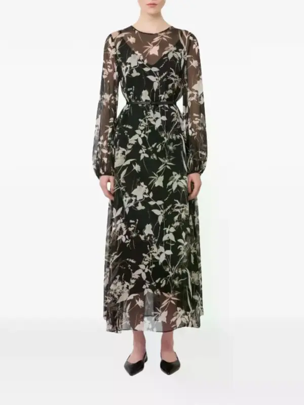 Max Mara Floral Belted Midi Dress