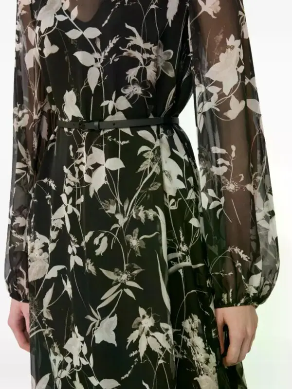 Max Mara Floral Belted Midi Dress
