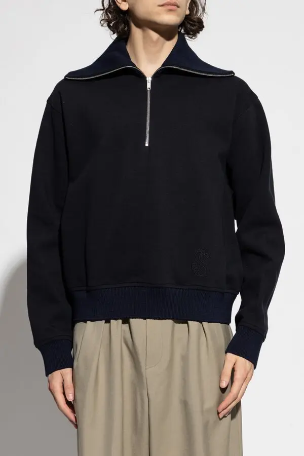 JIL SANDER Sweatshirt With Embroidered Logo - Black