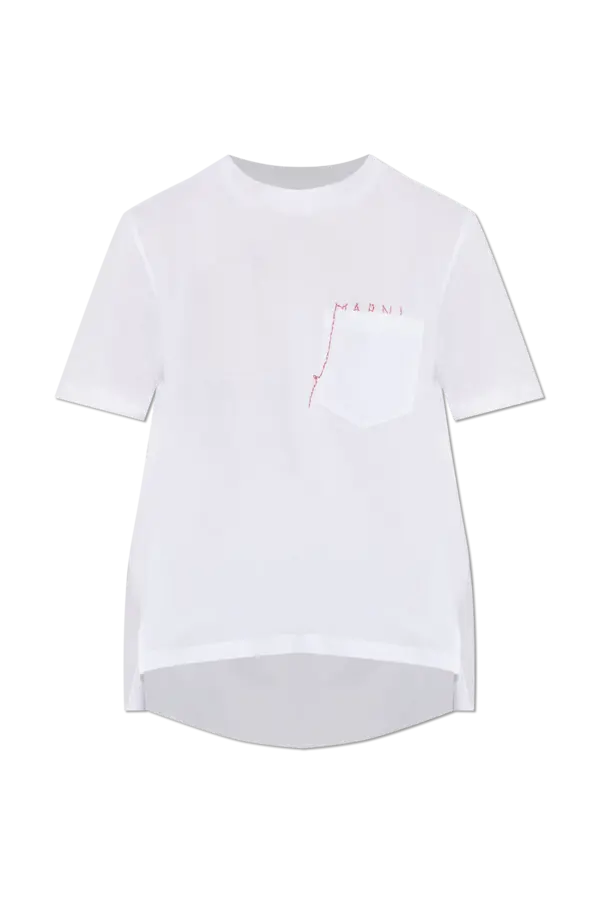 Marni Asymmetrical T-shirt With Logo - White