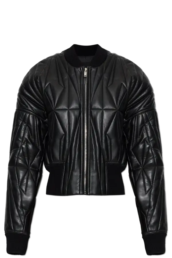 Rick Owens X Moncler Leather Bomber Jacket - Black