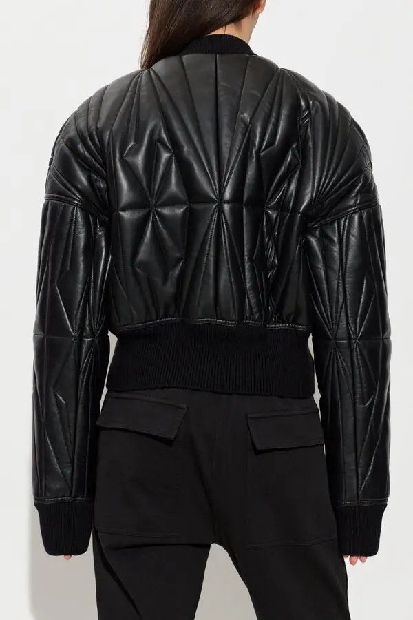 Rick Owens X Moncler Leather Bomber Jacket - Black