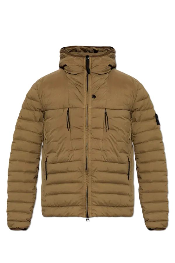 Stone Island Down Jacket With Hood - Brown
