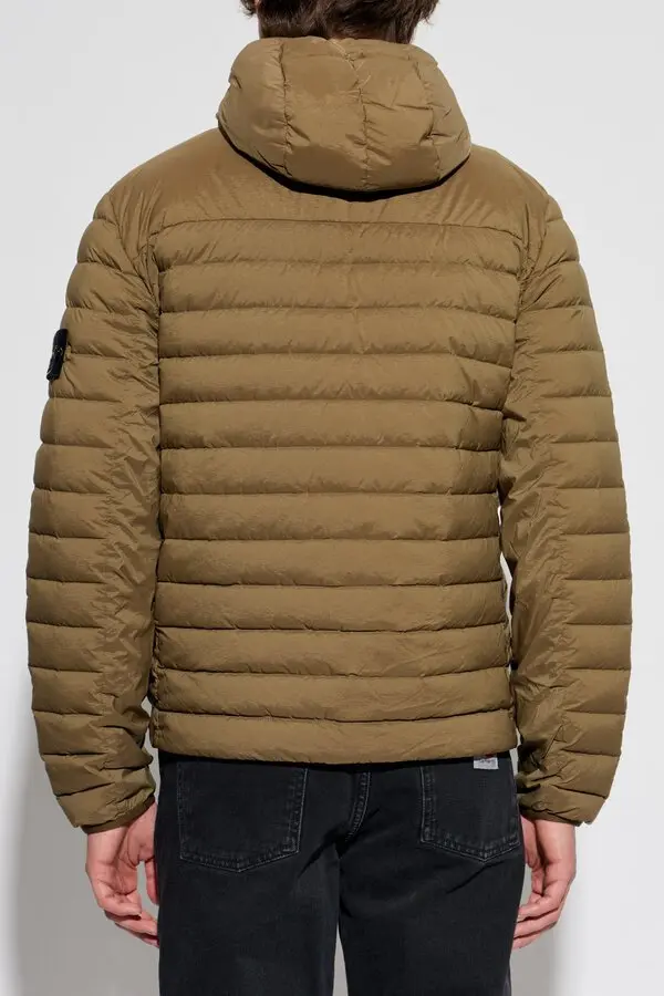 Stone Island Down Jacket With Hood - Brown