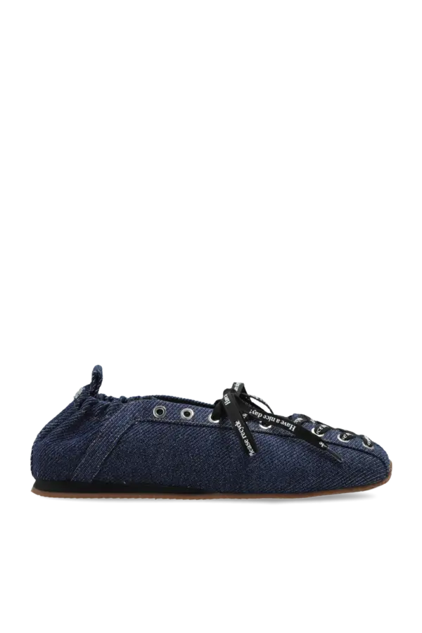 GANNI Laced Denim Ballerinas