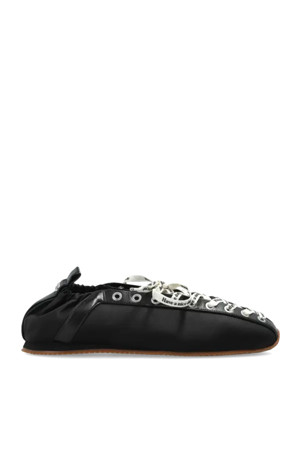 GANNI Lace-up Ballerinas - Black