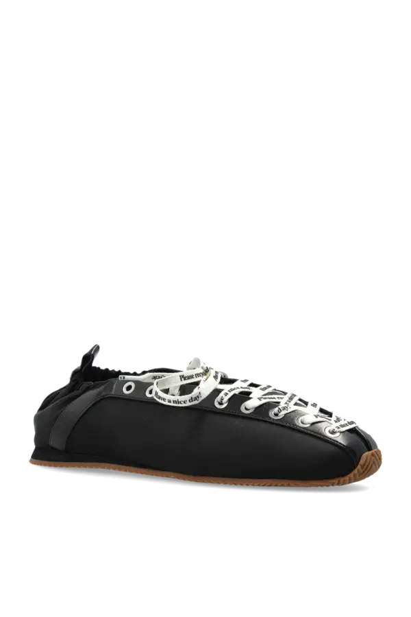 GANNI Lace-up Ballerinas - Black