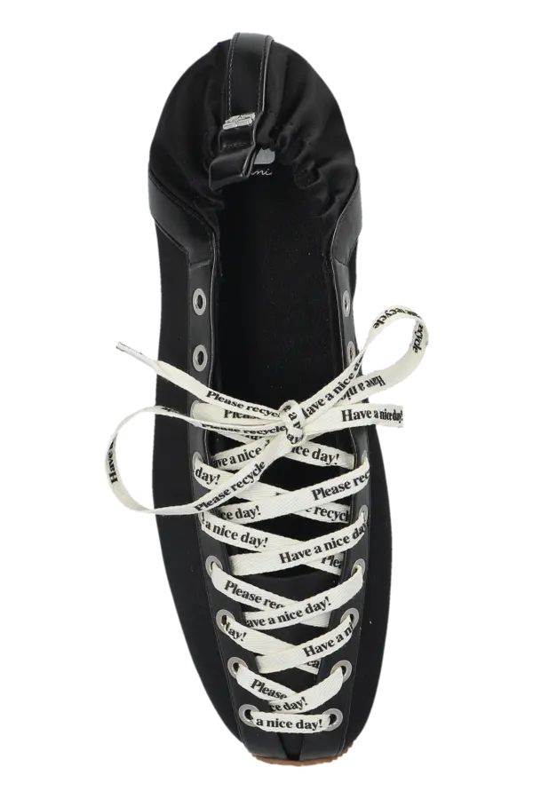 GANNI Lace-up Ballerinas - Black