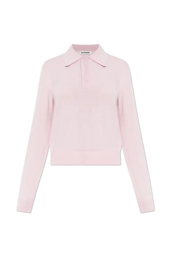 JIL SANDER Wool Long-sleeve Polo - Pink