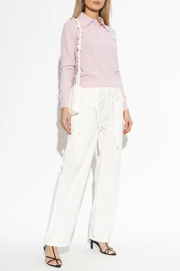 JIL SANDER Wool Long-sleeve Polo - Pink
