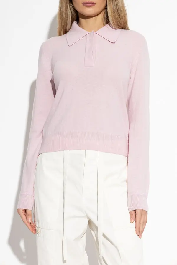 JIL SANDER Wool Long-sleeve Polo - Pink