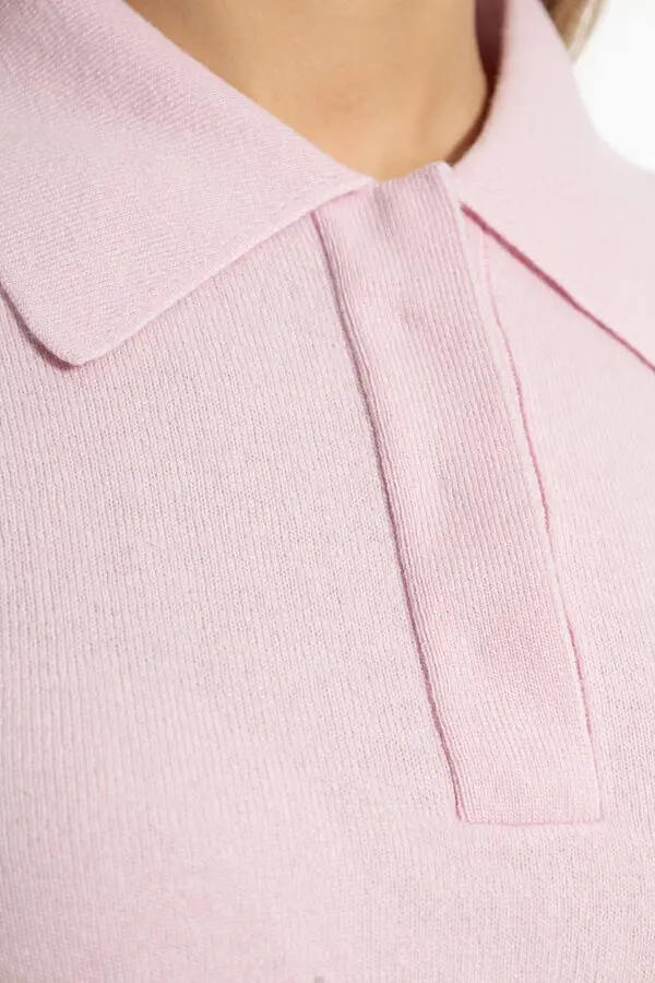 JIL SANDER Wool Long-sleeve Polo - Pink
