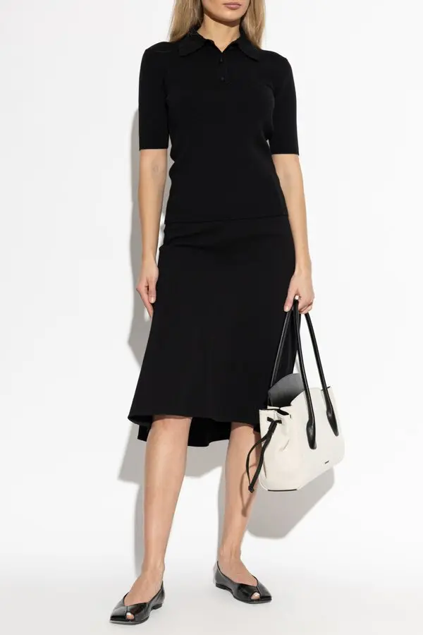 JIL SANDER Midi Asymmetrical Skirt - Black