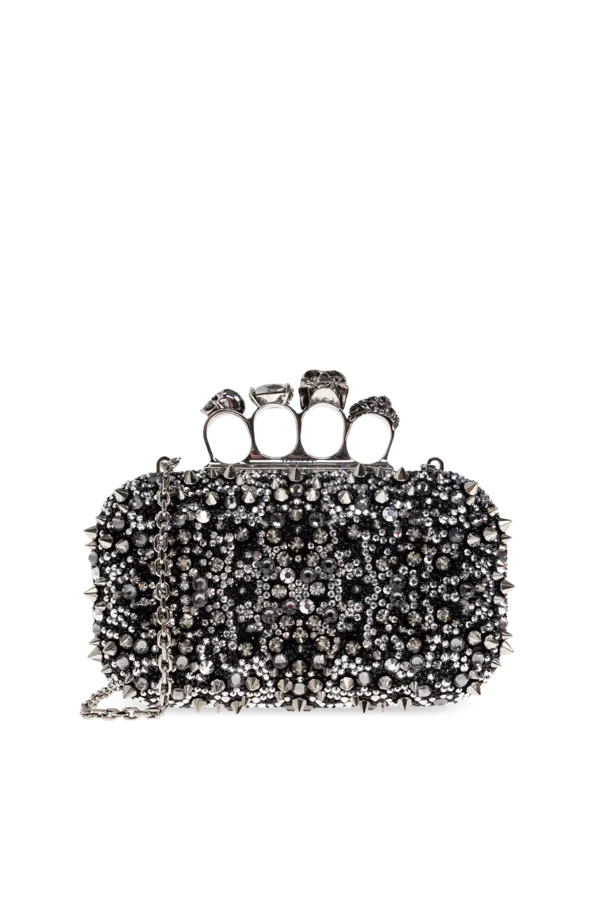 Alexander McQueen Clutch Bag With Crystals And Skull Handle - Black