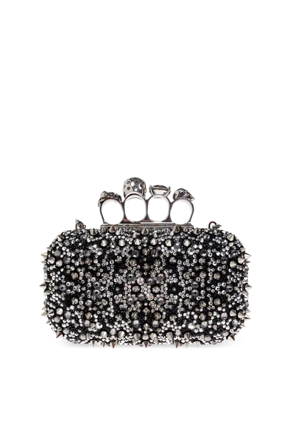Alexander McQueen Clutch Bag With Crystals And Skull Handle - Black