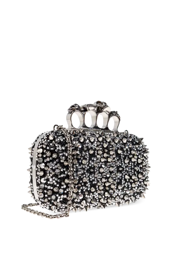 Alexander McQueen Clutch Bag With Crystals And Skull Handle - Black