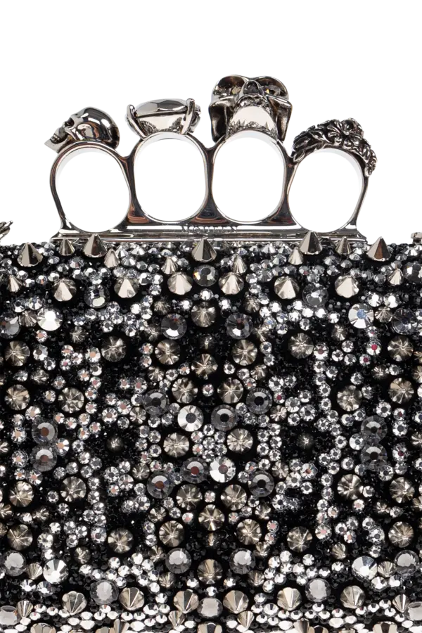 Alexander McQueen Clutch Bag With Crystals And Skull Handle - Black