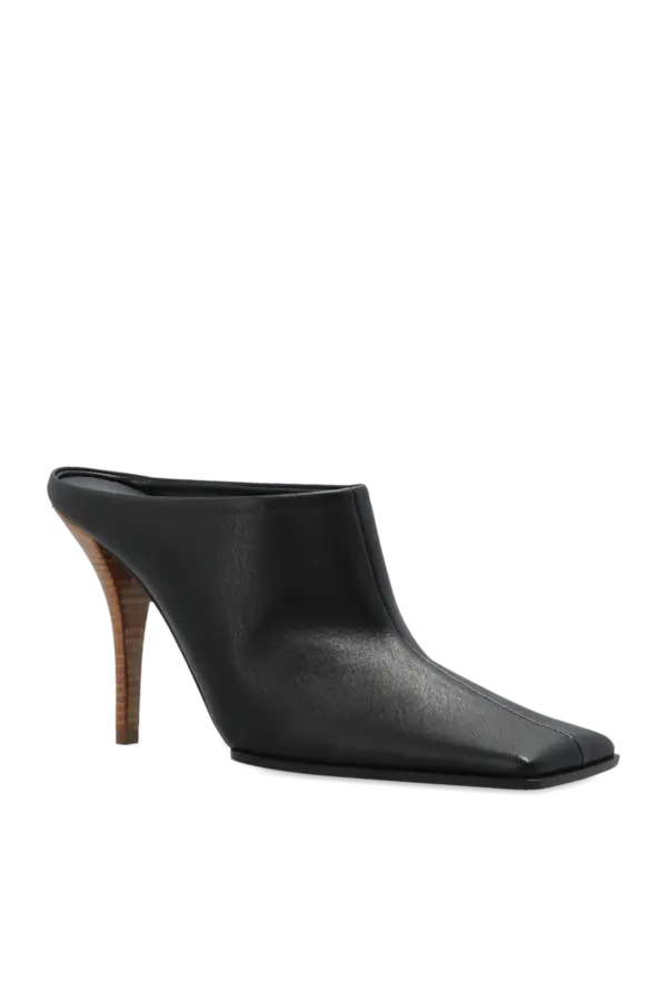 Alaïa Leather Heeled Mules - Black