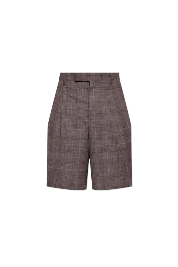 JIL SANDER Wool-linen Blend Checkered Shorts