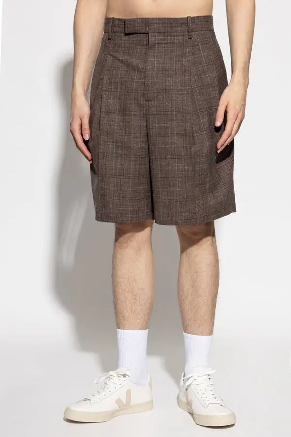 JIL SANDER Wool-linen Blend Checkered Shorts