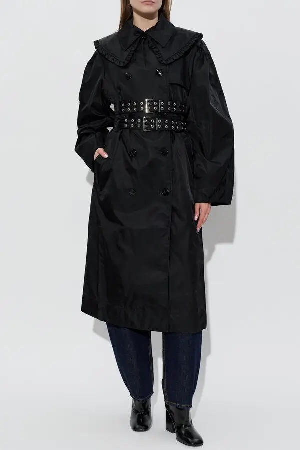 GANNI Coat With Detachable Collar - Black