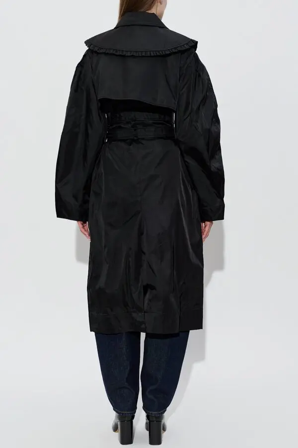 GANNI Coat With Detachable Collar - Black
