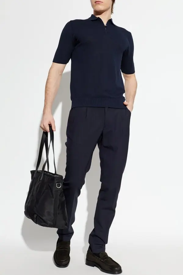 Eleventy Cotton Polo - Navy Blue