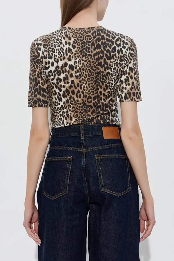 GANNI T-shirt With Patch - Beige