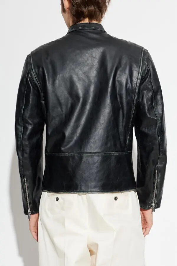 Dsquared2 Leather Jacket With Pockets - Black