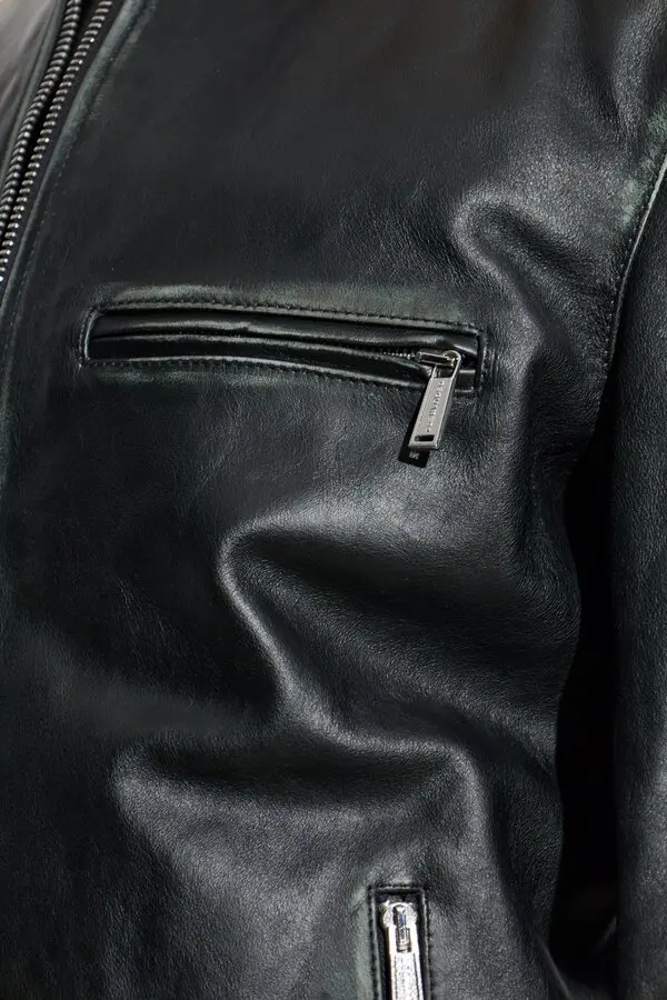 Dsquared2 Leather Jacket With Pockets - Black