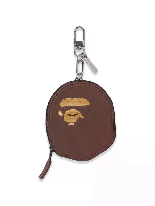 A BATHING APE Embroidered Clip Wallet - Brown