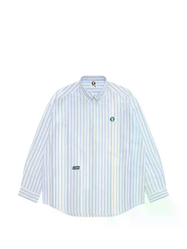 AAPE BY *A BATHING APE Striped Cotton Shirt - Blue