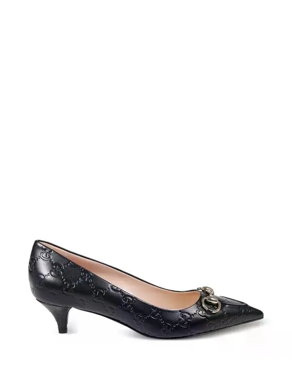 Gucci 45mm Horsebit Heeled Pumps - Black