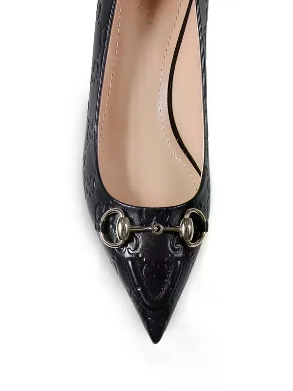 Gucci 45mm Horsebit Heeled Pumps - Black