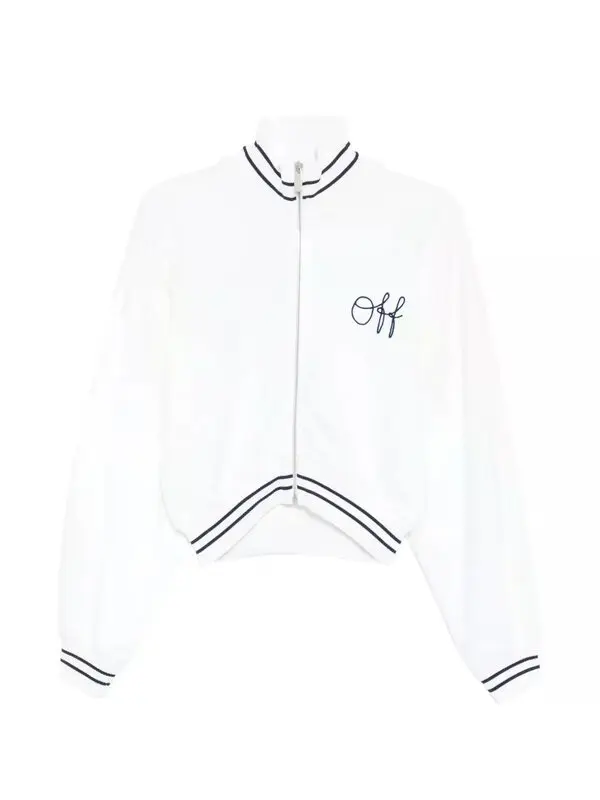 Off-White Logo-embroidered Striped Bomber Jacket - White