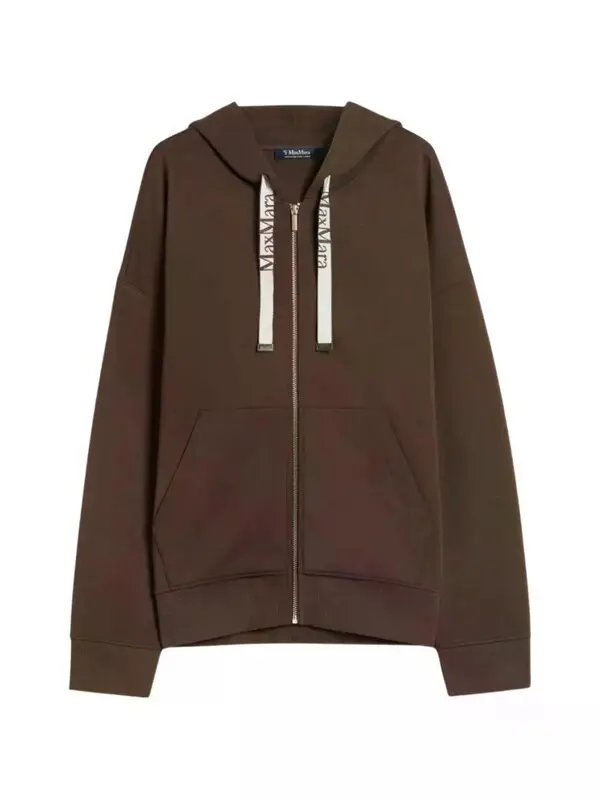 Max Mara Logo-jacquard Zip Hoodie - Brown