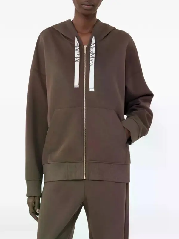 Max Mara Logo-jacquard Zip Hoodie - Brown