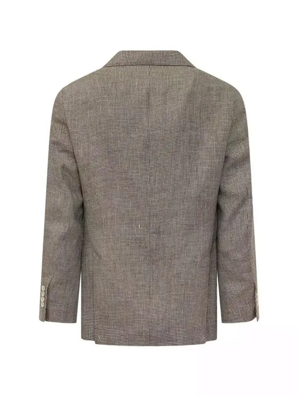 Brunello Cucinelli Houndstooth Linen Blazer