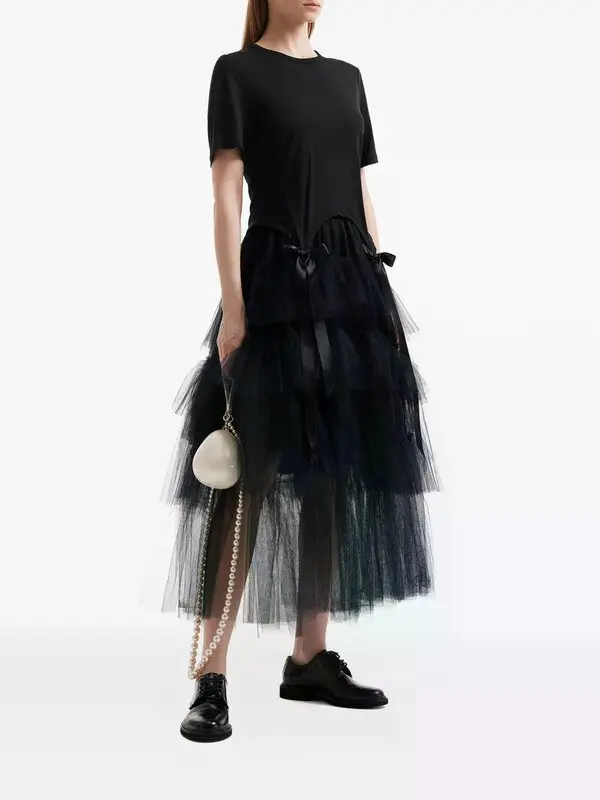 Simone Rocha Tiered Ribbon Midi Skirt - Black