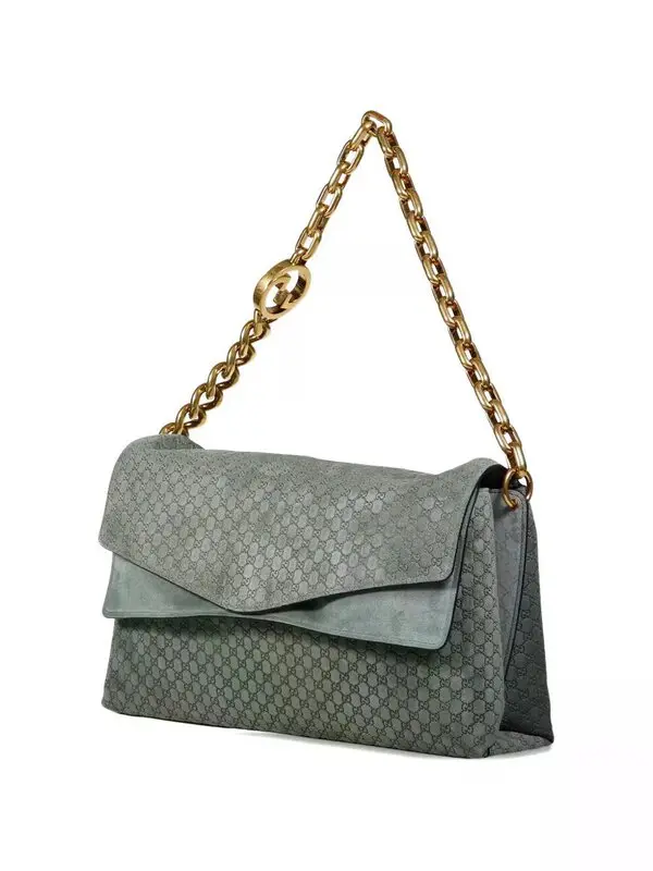 Gucci Large Suede Shoulder Bag With Chain Strap