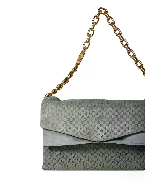 Gucci Large Suede Shoulder Bag With Chain Strap