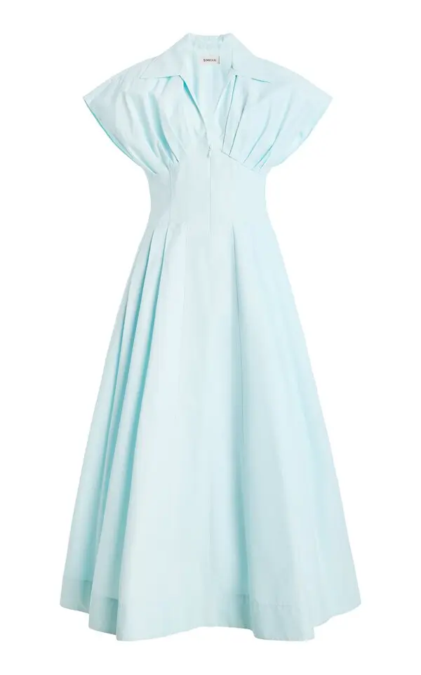 Simkhai Farlow Cotton Faille Midi Dress - Blue